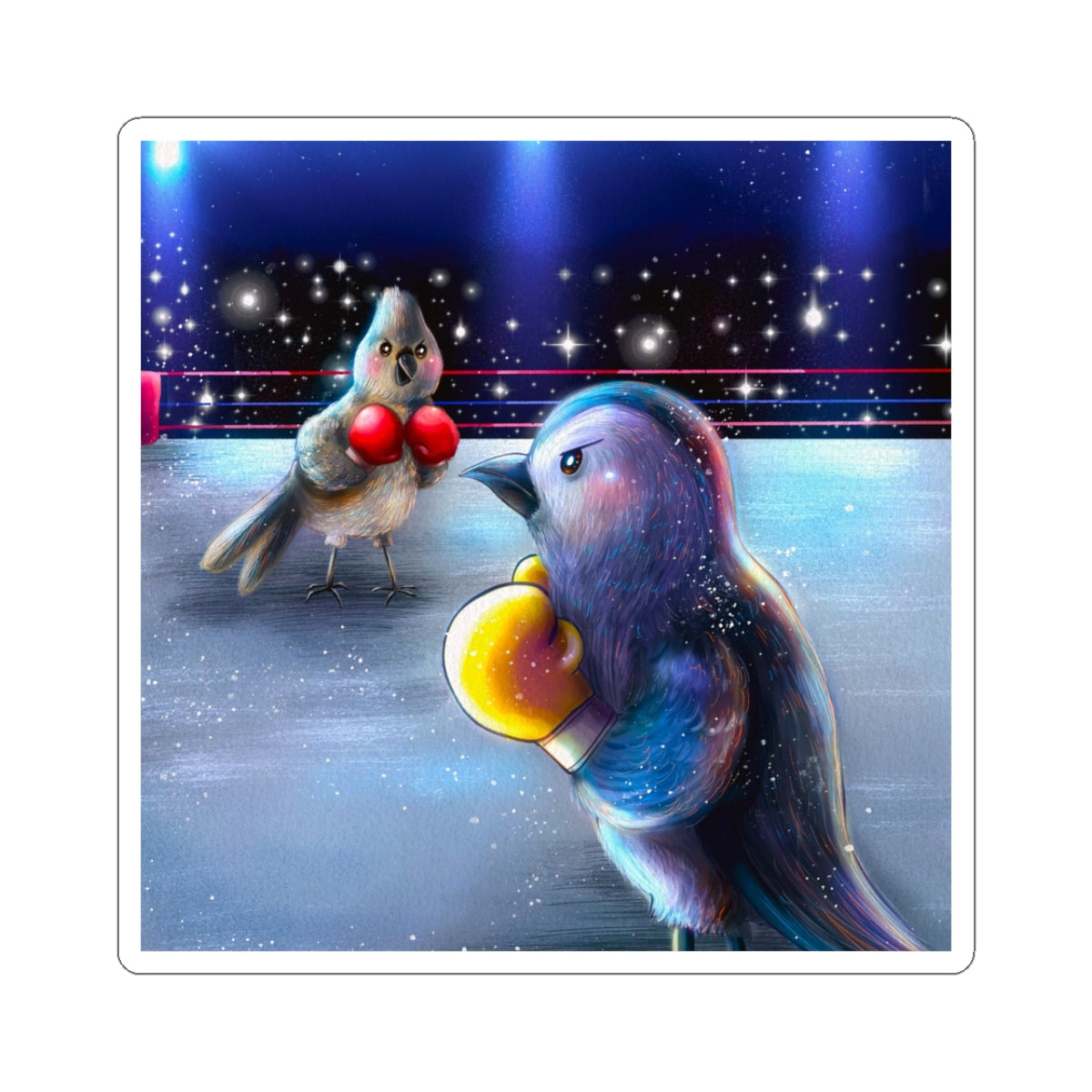 Bird Brawl Sticker – Starryillustrations Art Shop